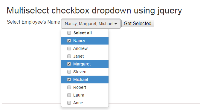 Html multi select checkbox